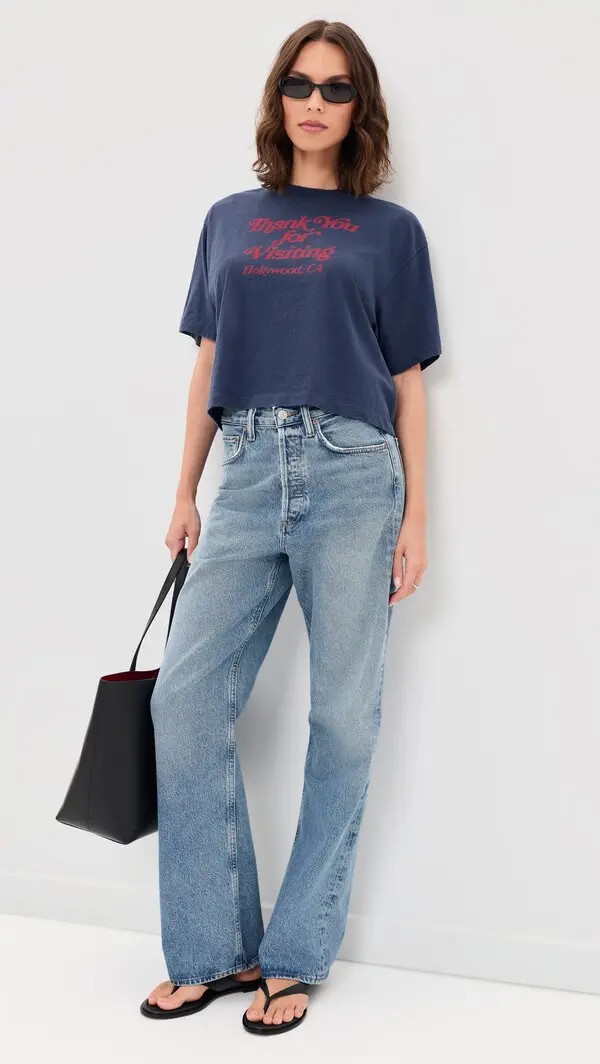 Madewell The Boxy Crop Tee In Vintage Jersey Graphic Print T-Shirt